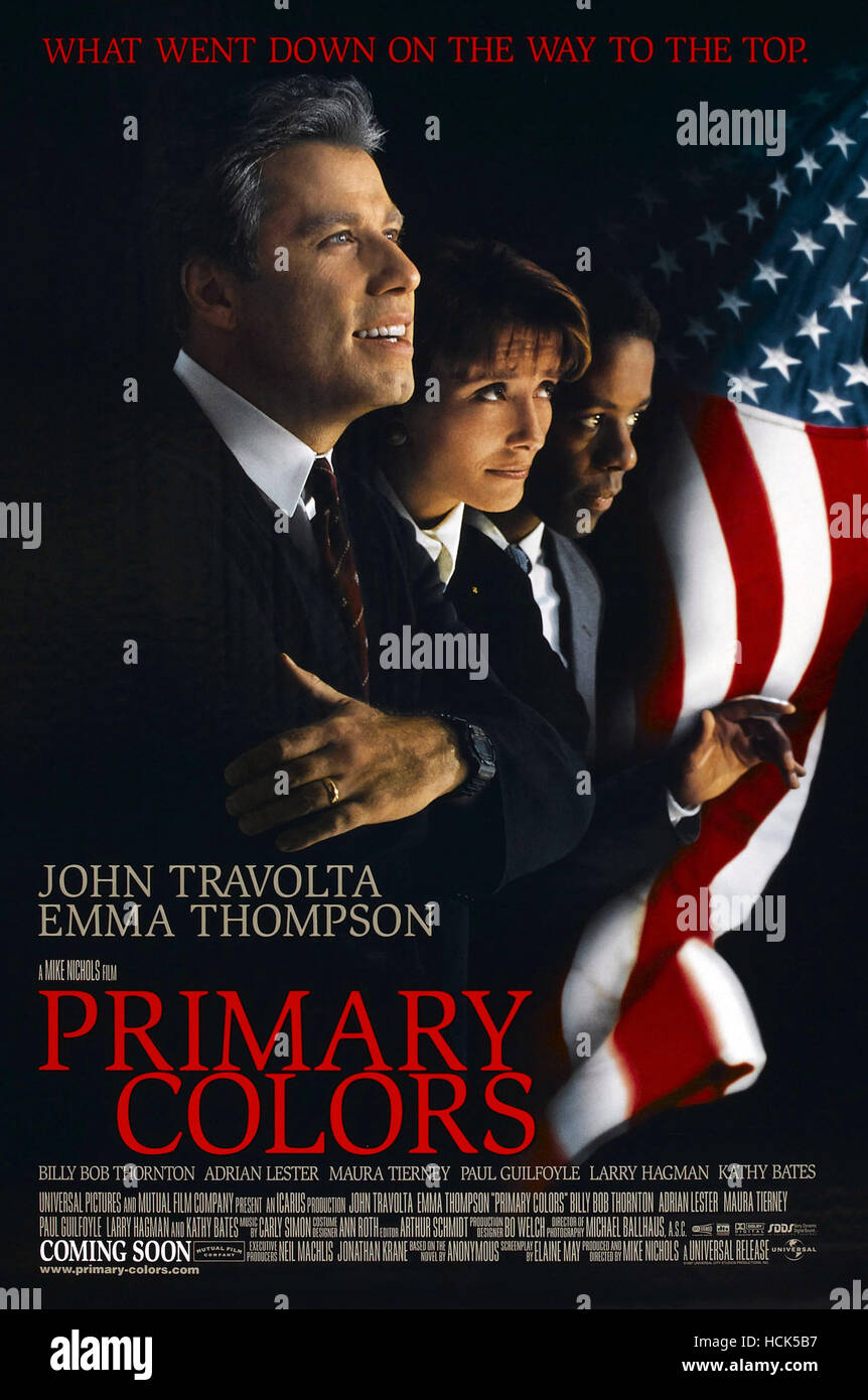 PRIMARY COLORS, US advance poster art, from left: John Travolta, Emma ...