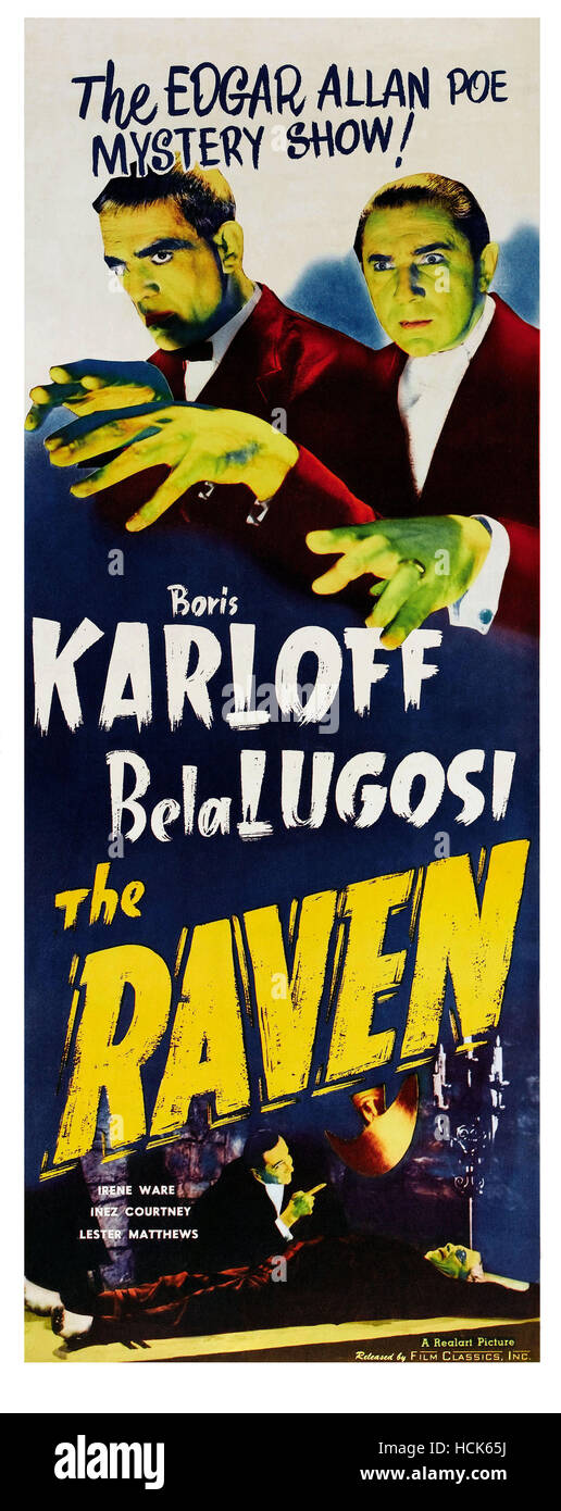 THE RAVEN, 1948 rerelease poster, top from left: Boris Karloff, Bela ...