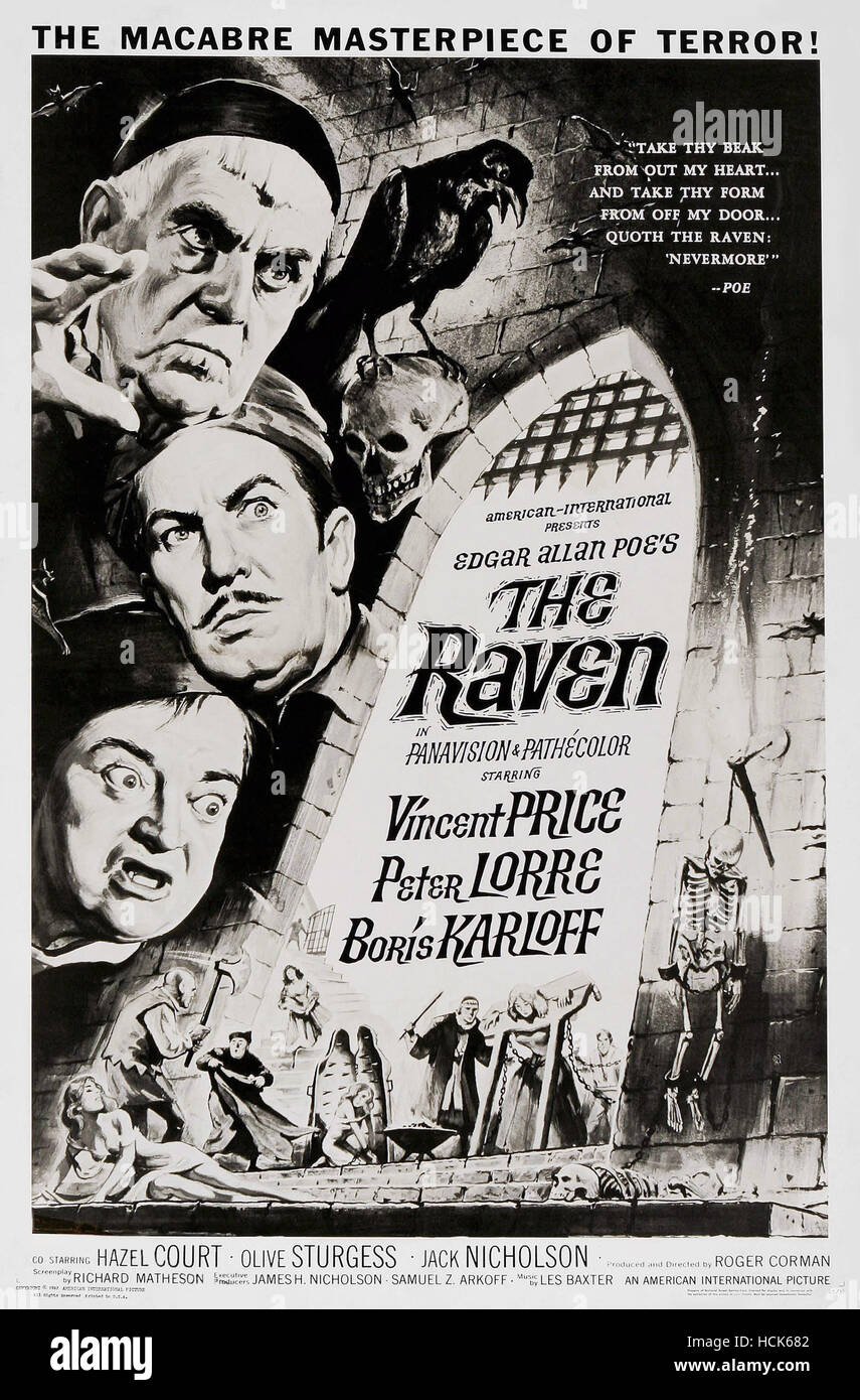 THE RAVEN, US poster art, from top: Boris Karloff, Vincent Price, Peter ...