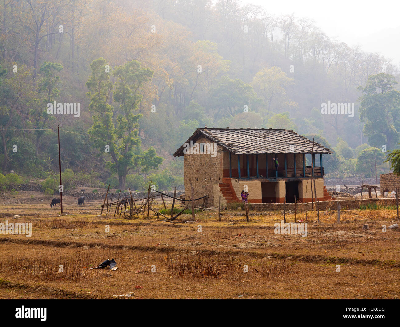 House at Chuka Village with forest in background, this village was made ...