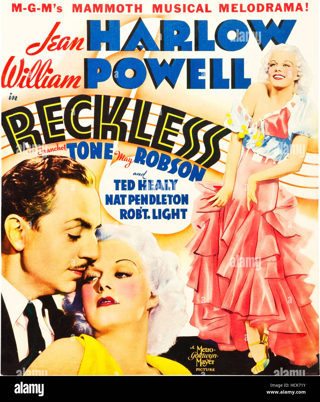 RECKLESS, l-r: William Powell, Jean Harlow on window card, 1935 Stock Photo - Alamy