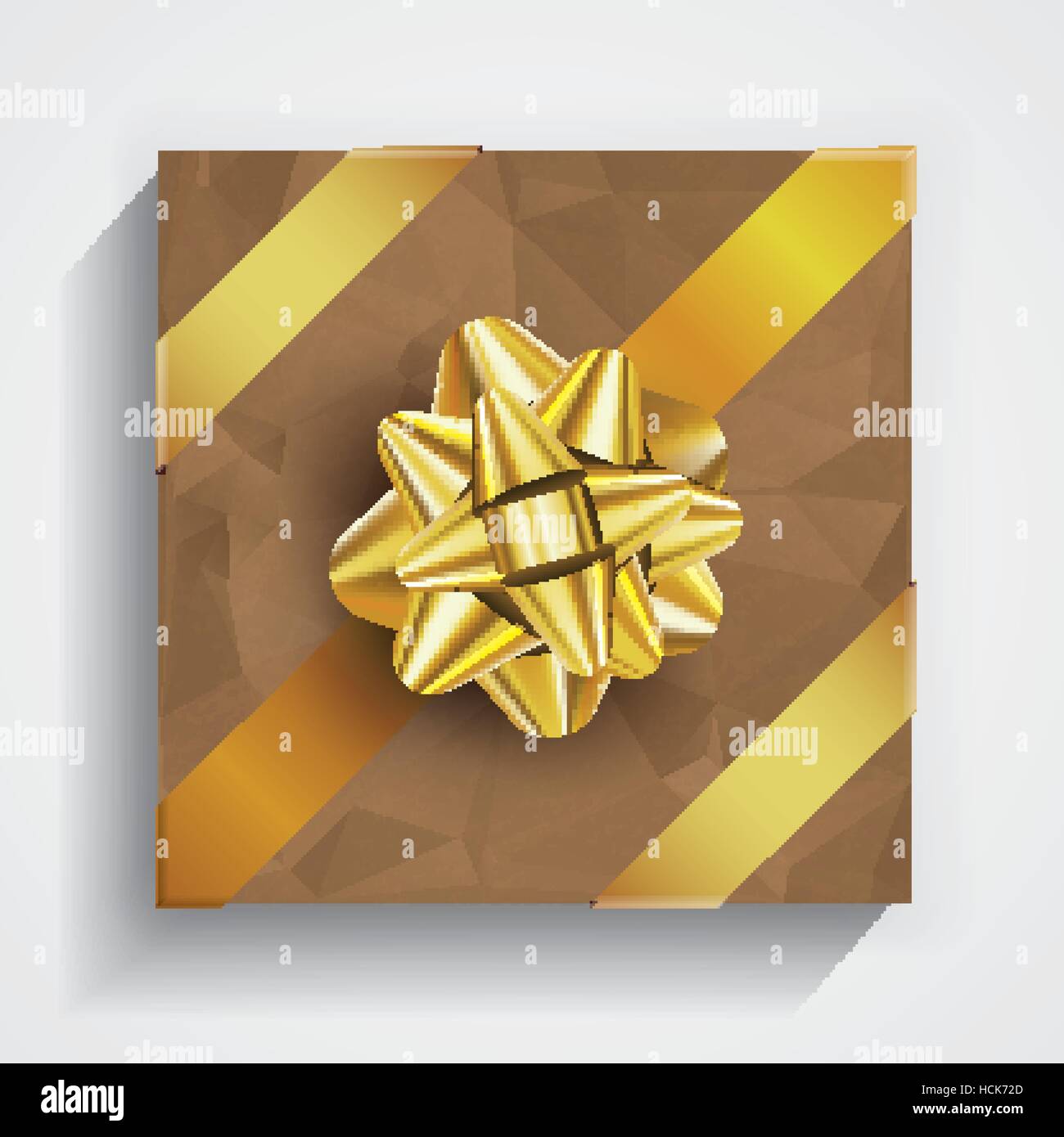 Gold box with brown ribbon Stock Vector Images - Alamy