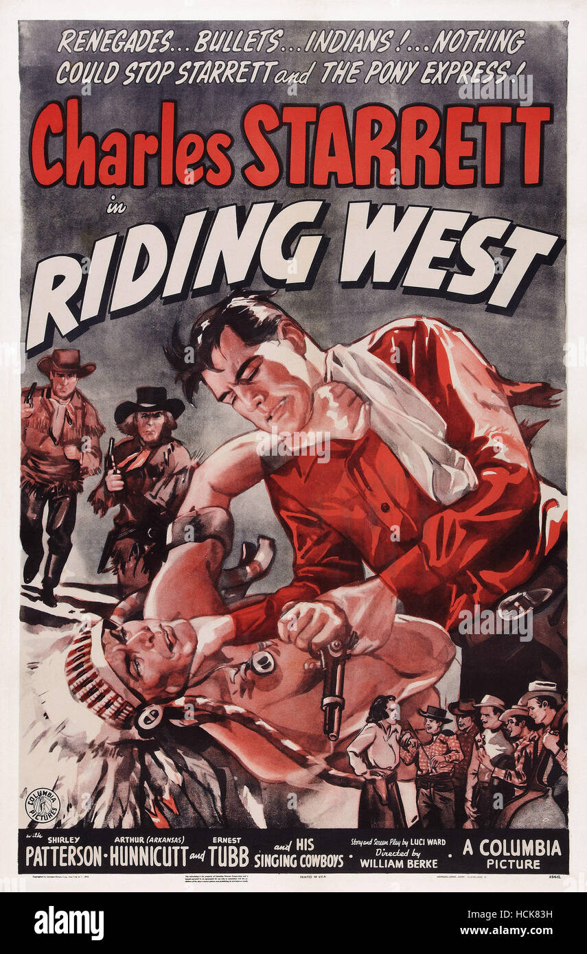 RIDING WEST, US poster, right: Charles Starrett, 1944 Stock Photo - Alamy