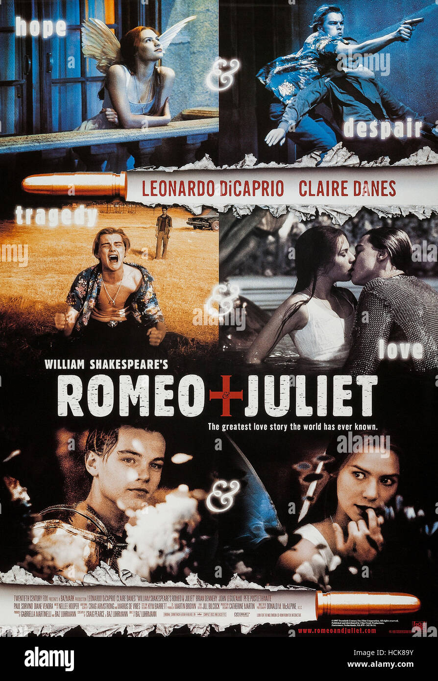 ROMEO AND JULIET, US poster art, from left: Leonardo Di Caprio, Claire ...
