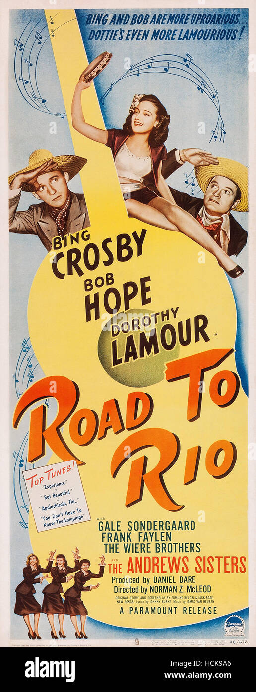 ROAD TO RIO, US poster art, top from left: Bing Crosby, Dorothy Lamour ...