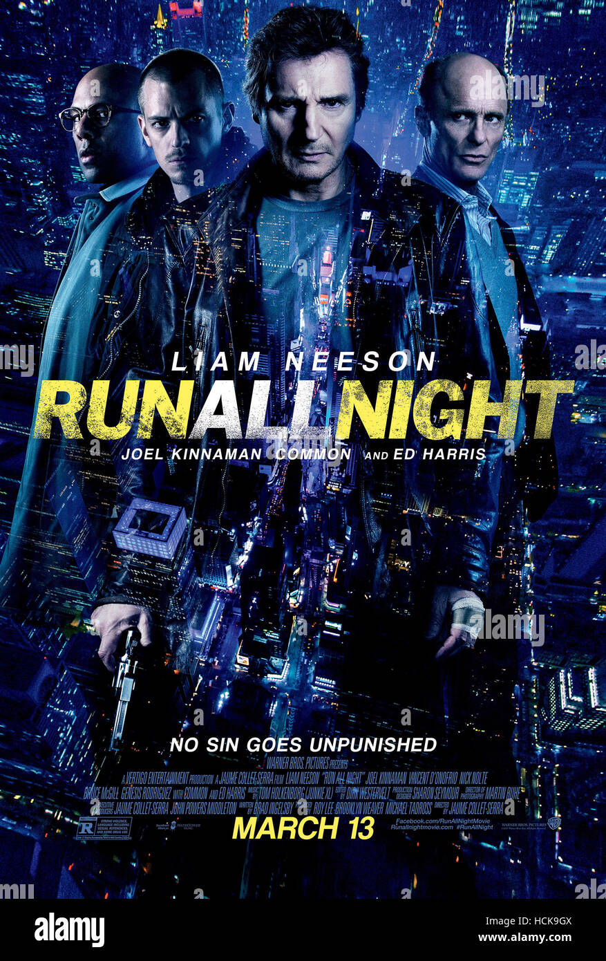 RUN ALL NIGHT, US poster, l-r: Common, Joel Kinnaman, Liam Neeson, Ed ...