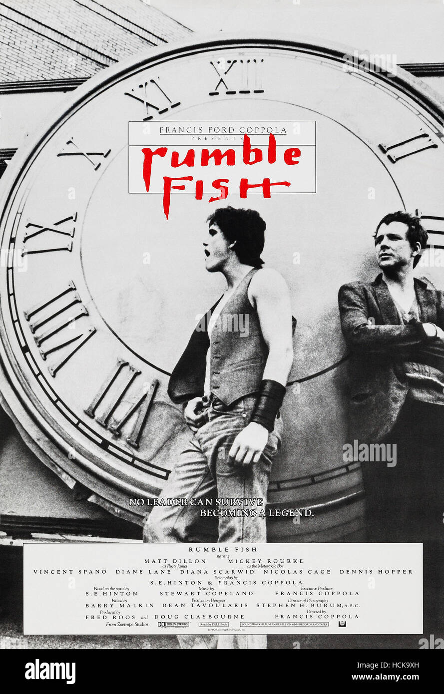 RUMBLE FISH, US poster art, from left: Matt Dillon, Mickey Rourke, 1983 ...