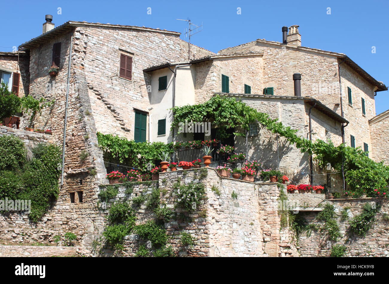 Urban scenic of the ancient city of Spello, Umbria, Italy Stock Photo ...
