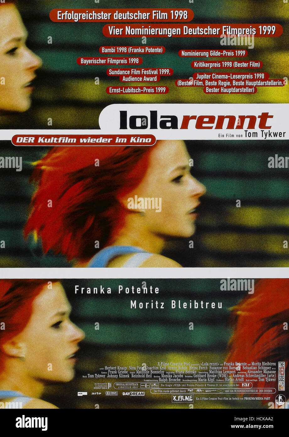 RUN LOLA RUN, (aka LOLA RENNT), German poster art, Franka Potente, 1998 ...