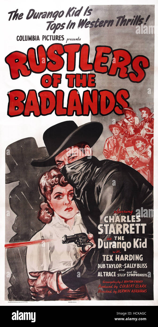 RUSTLERS OF THE BADLANDS, US poster art, from left: Carla Balenda, (aka ...