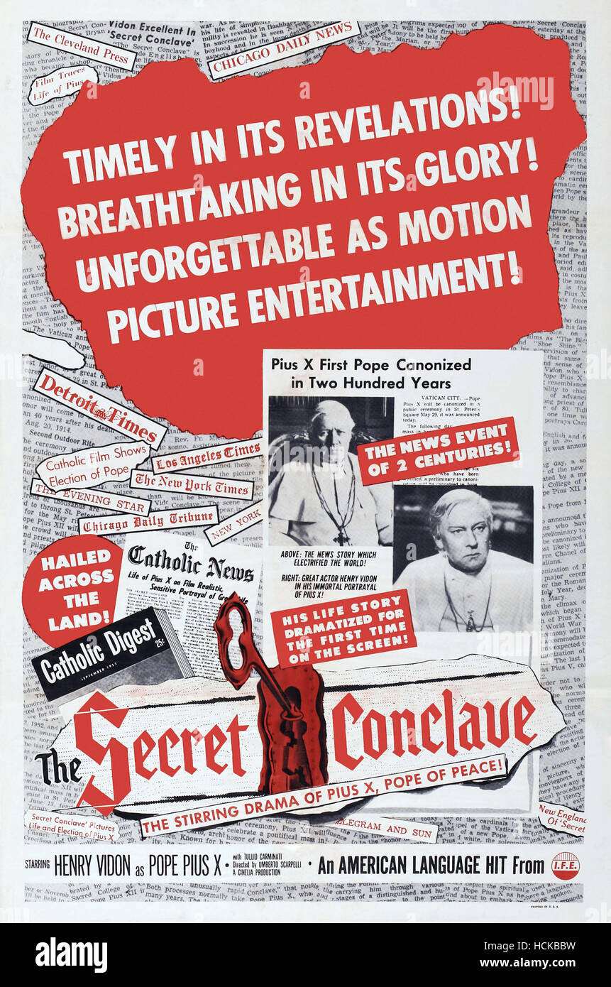 THE SECRET CONCLAVE, US poster art, insert: Henri Vidon, 1952 Stock ...