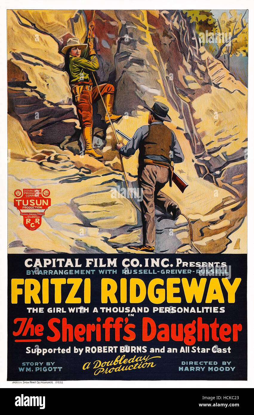 THE SHERIFF'S DAUGHTER, US poster art, top: Fritzi Ridgeway, 1920 Stock ...