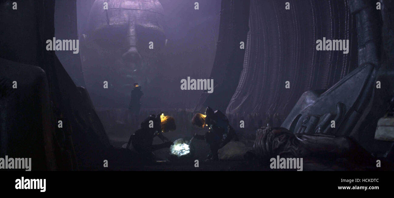PROMETHEUS, from left: Michael Fassbender (background), Noomi Rapace ...