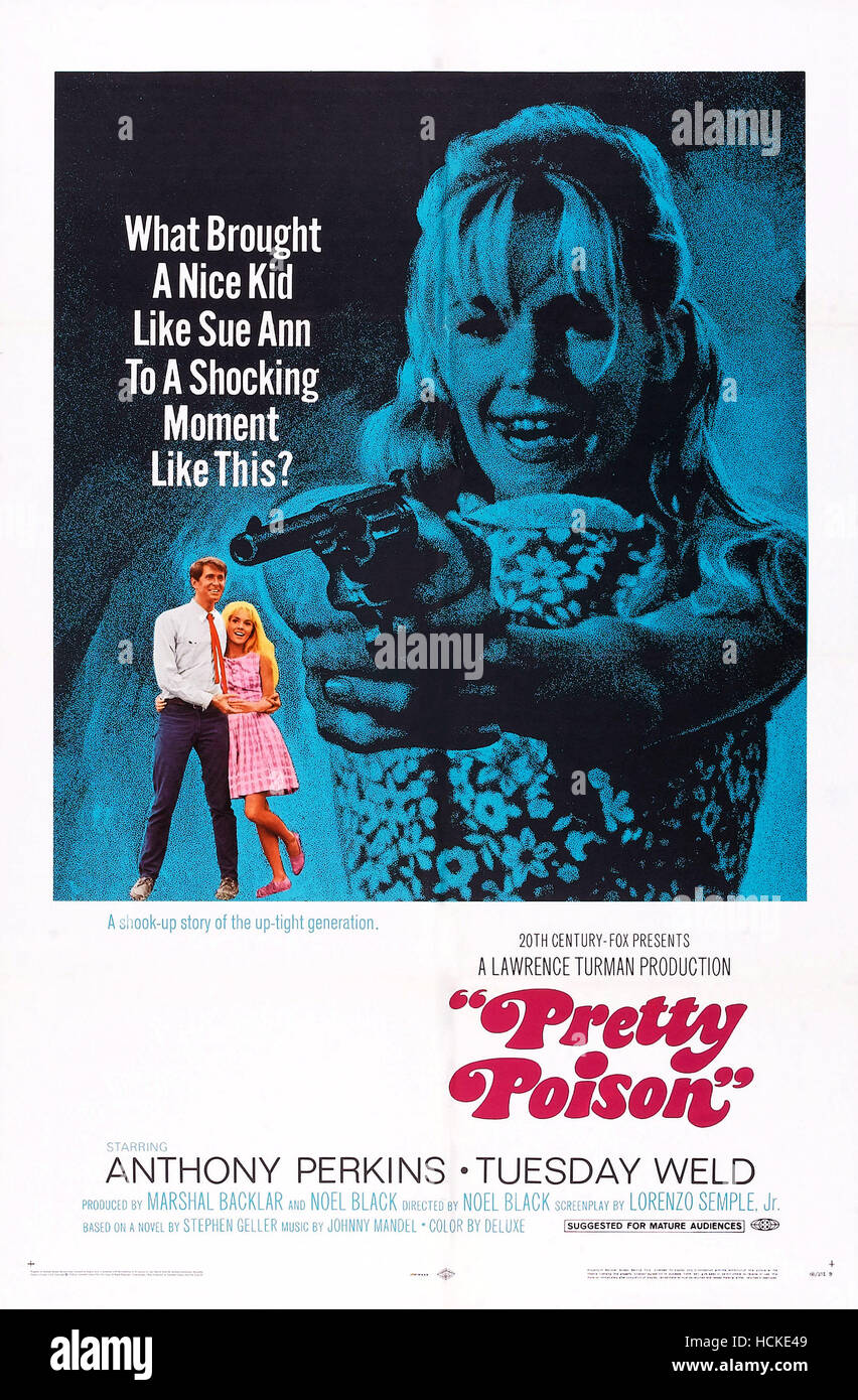 PRETTY POISON, l-r: Anthony Perkins, Tuesday Weld on poster art, 1968 ...