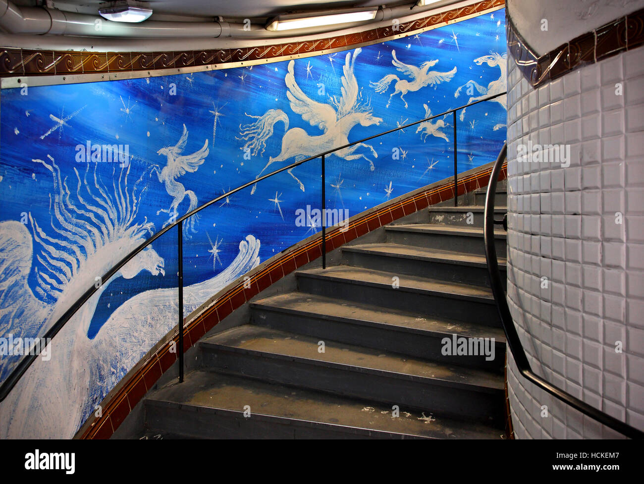 The stairs in Abbesses metro station (line 12), 18th arrondissement ...