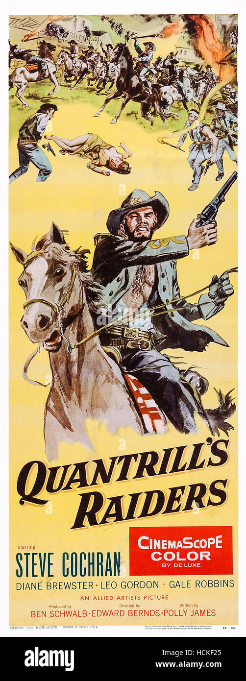 QUANTRILL'S RAIDERS, US poster art, Steve Cochran, 1958 Stock Photo - Alamy