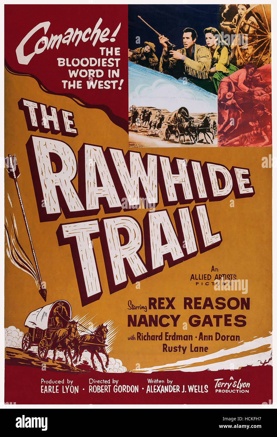 THE RAWHIDE TRAIL, US poster art, top from left: Rex Reason, Nancy ...