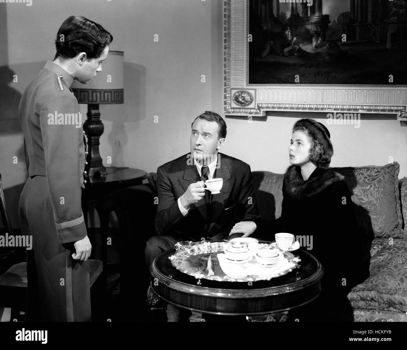 RAGE IN HEAVEN, from left: Eldon Gorst, George Sanders, Ingrid Bergman ...