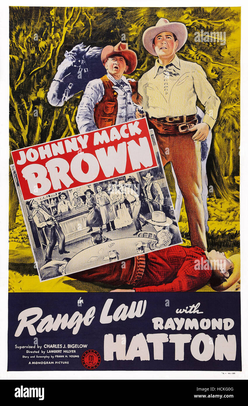 RANGE LAW, US poster art, from left: Raymond Hatton, Johnny Mack Brown ...