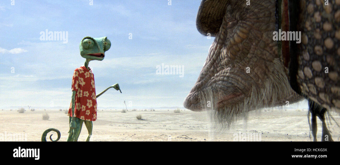 RANGO, from left: Rango (voice: Johnny Depp), Roadkill (voice: Alfred ...