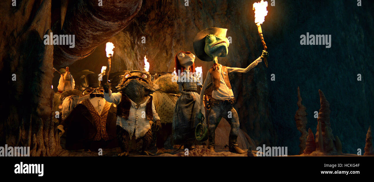 RANGO, from left: Sergeant Turley (voice: Gore Verbinski), Spoons ...