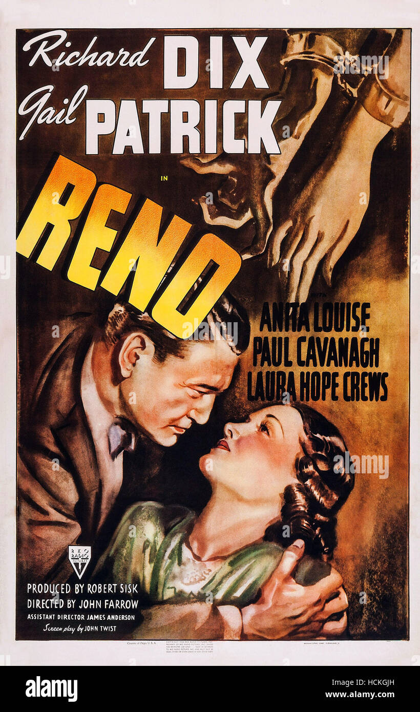 RENO, US poster art, from left: Richard Dix, Gail Patrick,1939 Stock ...