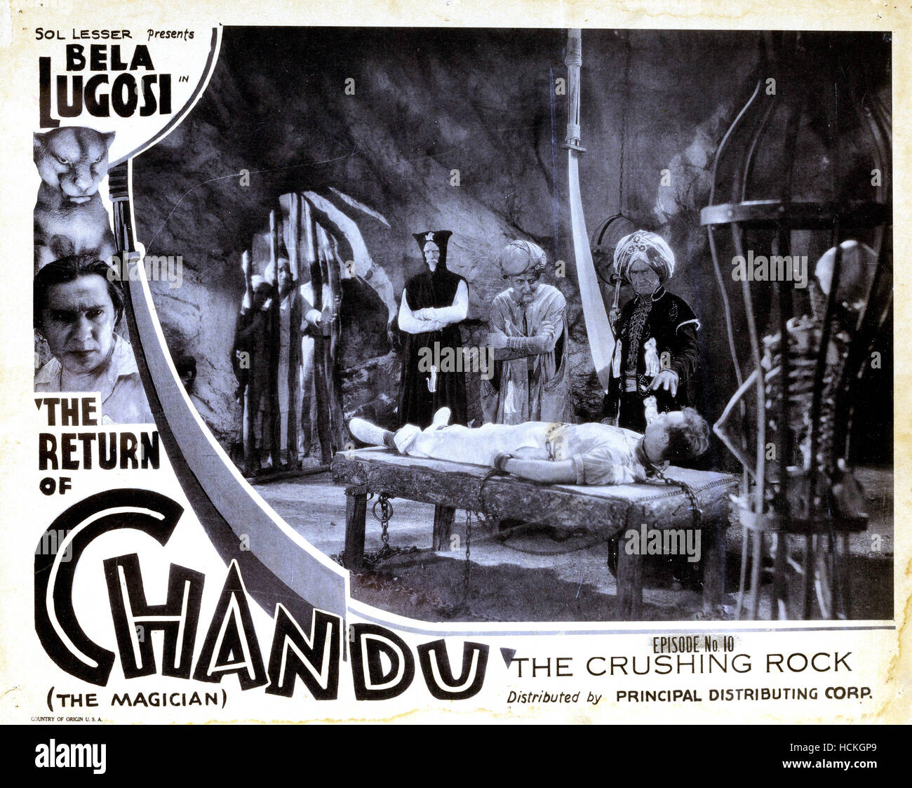 THE RETURN OF CHANDU, lobbycard, Bela Lugosi (left inset), center image ...