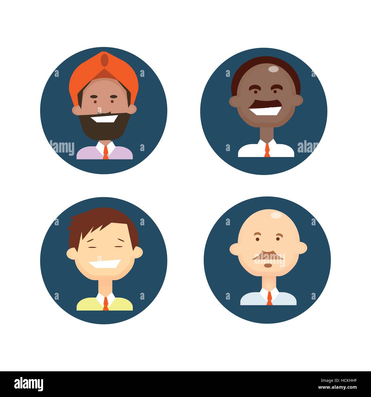 Ethnic Business People Group Icon Set Mix Race Man Businesspeople Team ...