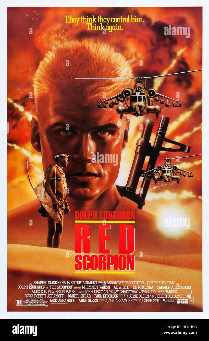 RED SCORPION, US poster, Dolph Lundgren (rear), 1988, © Shapiro ...