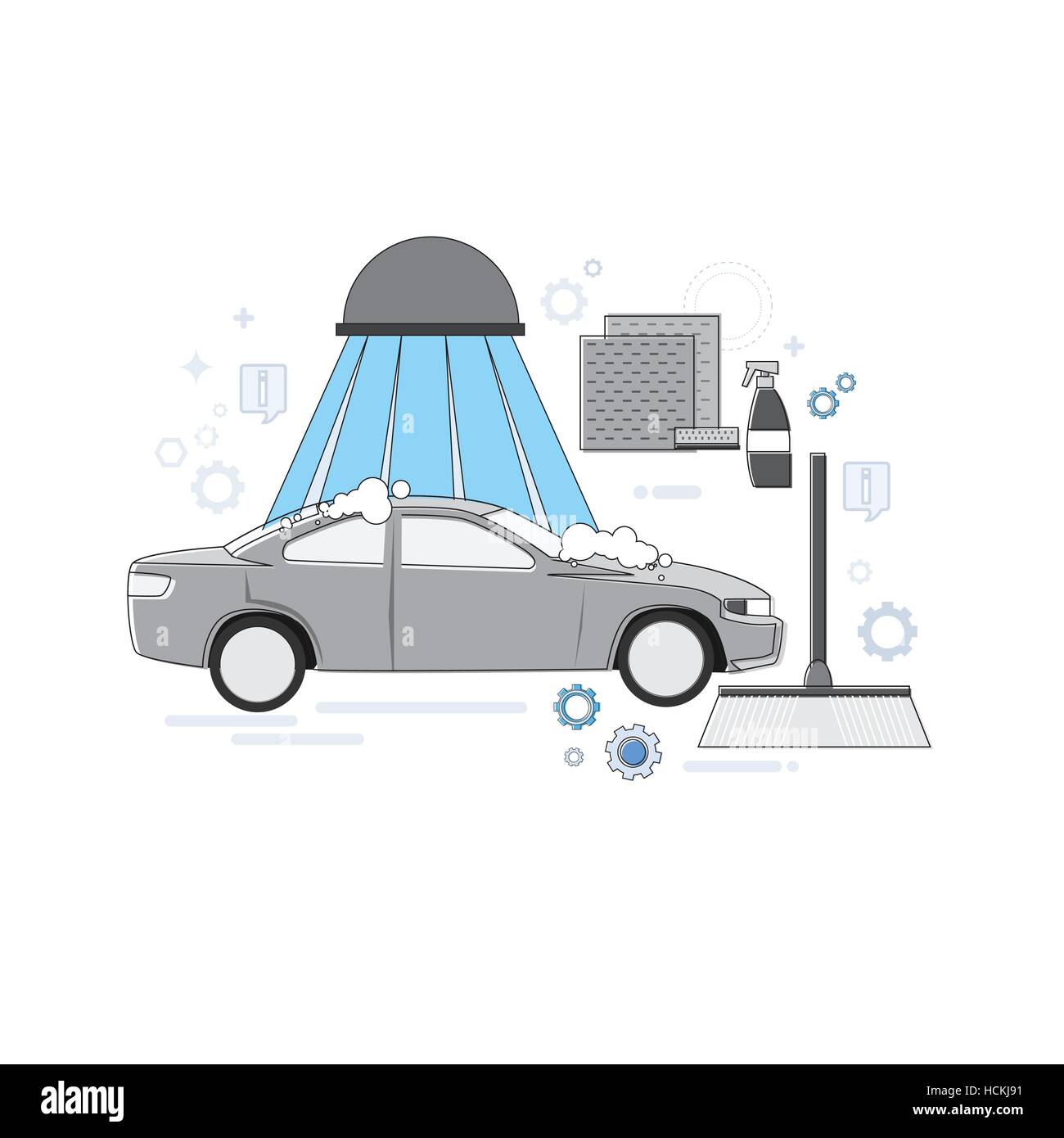 Car Wash Service Auto Business Web Banner Thin Line Stock Vector Image ...