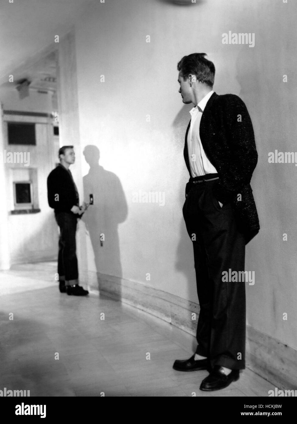REBEL WITHOUT A CAUSE, from left: actors Nick Adams and James Dean ...