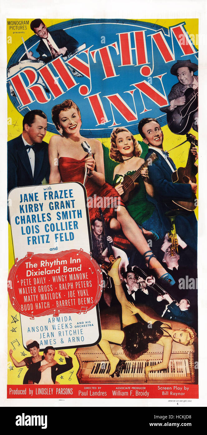 RHYTHM INN, US poster art, from left: Kirby Grant, Jane Frazee, Lois ...