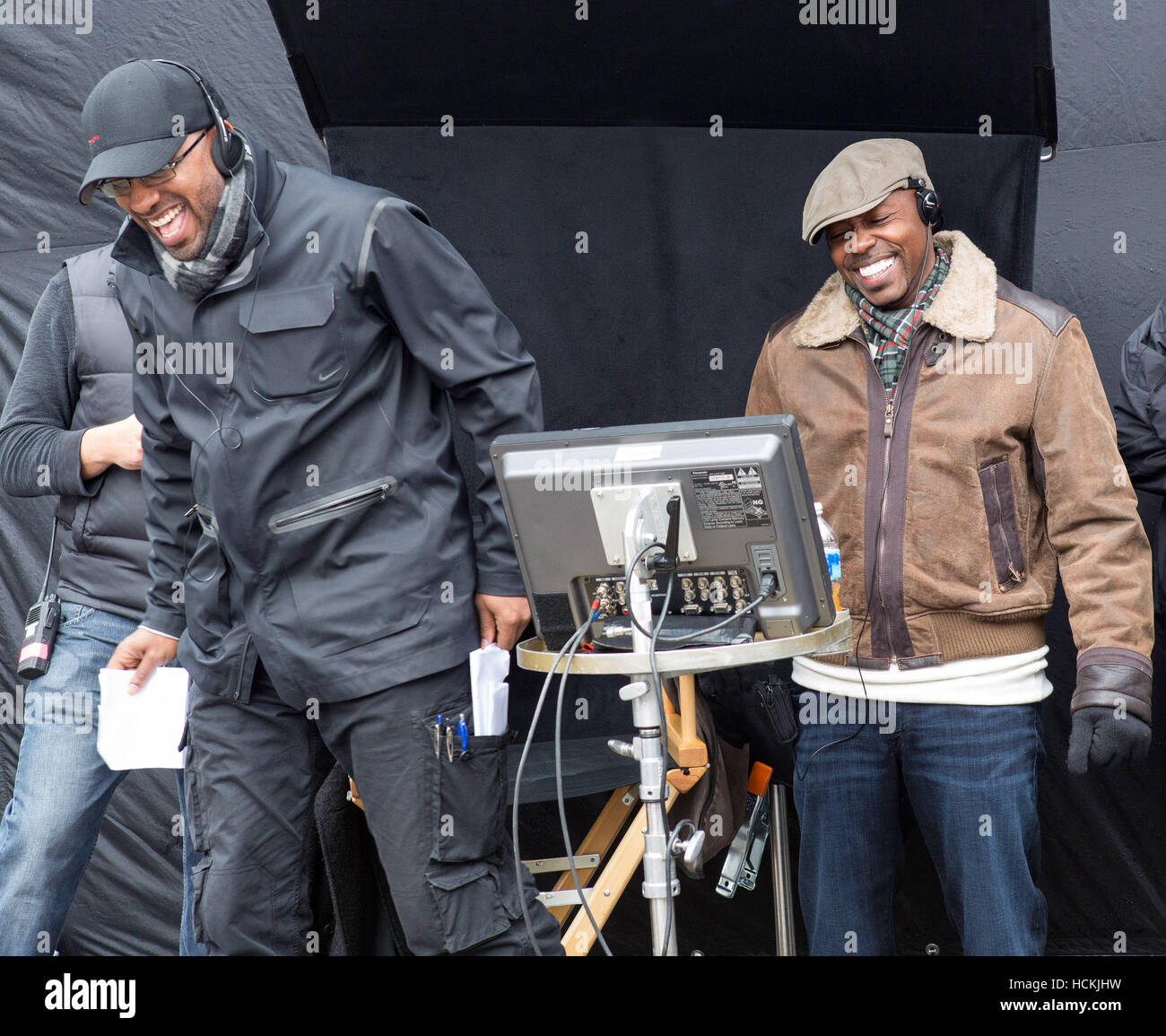 RIDE ALONG, from left: director Tim Story, producer William Packer, on ...