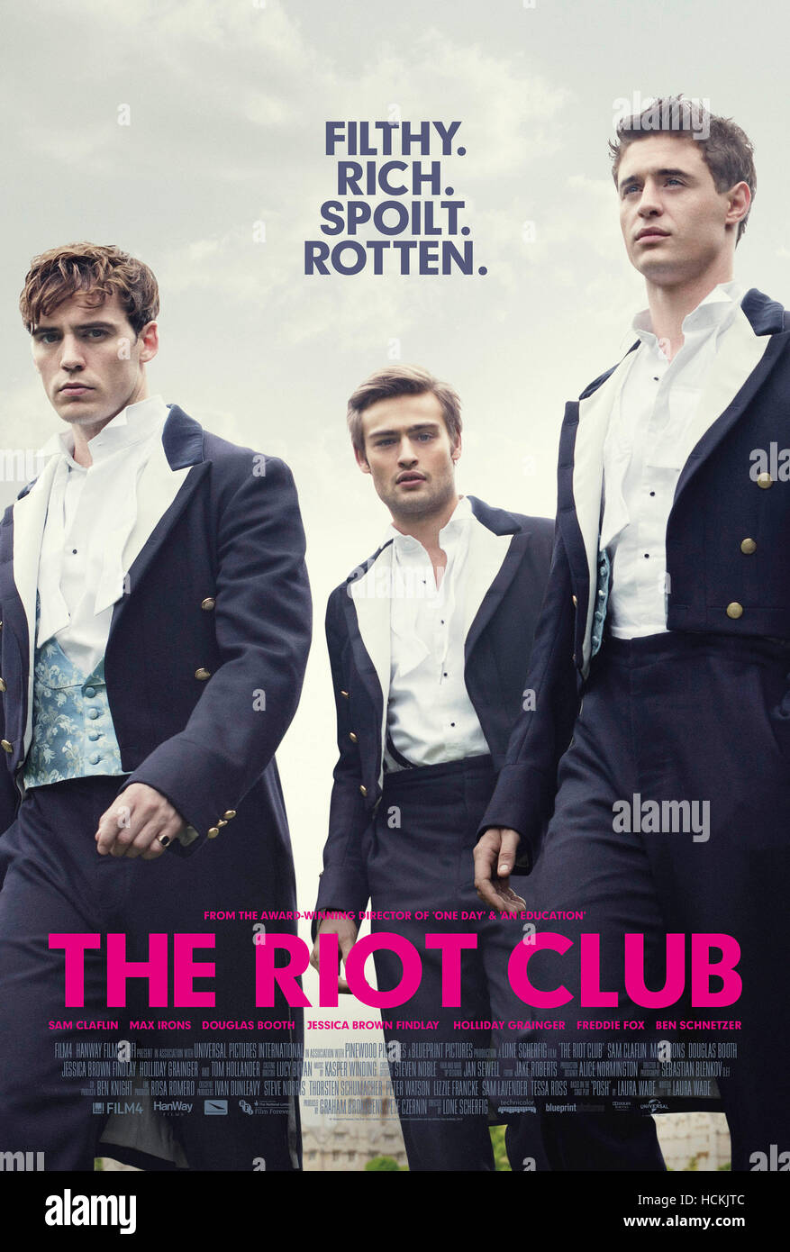 THE RIOT CLUB, British poster art, from left: Sam Claflin, Douglas ...