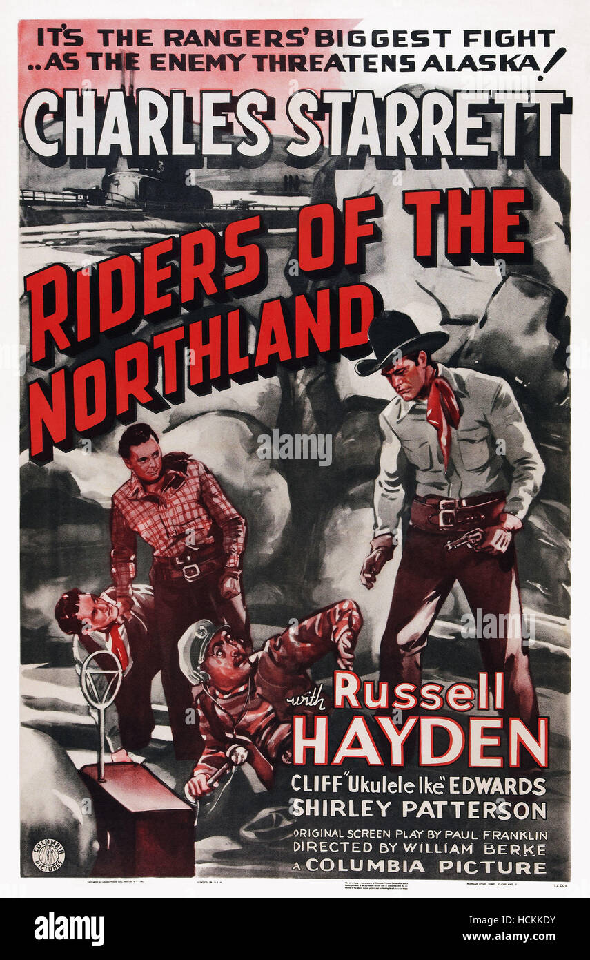 RIDERS OF THE NORTHLAND, US poster art, right: Charles Starrett, 1942 ...