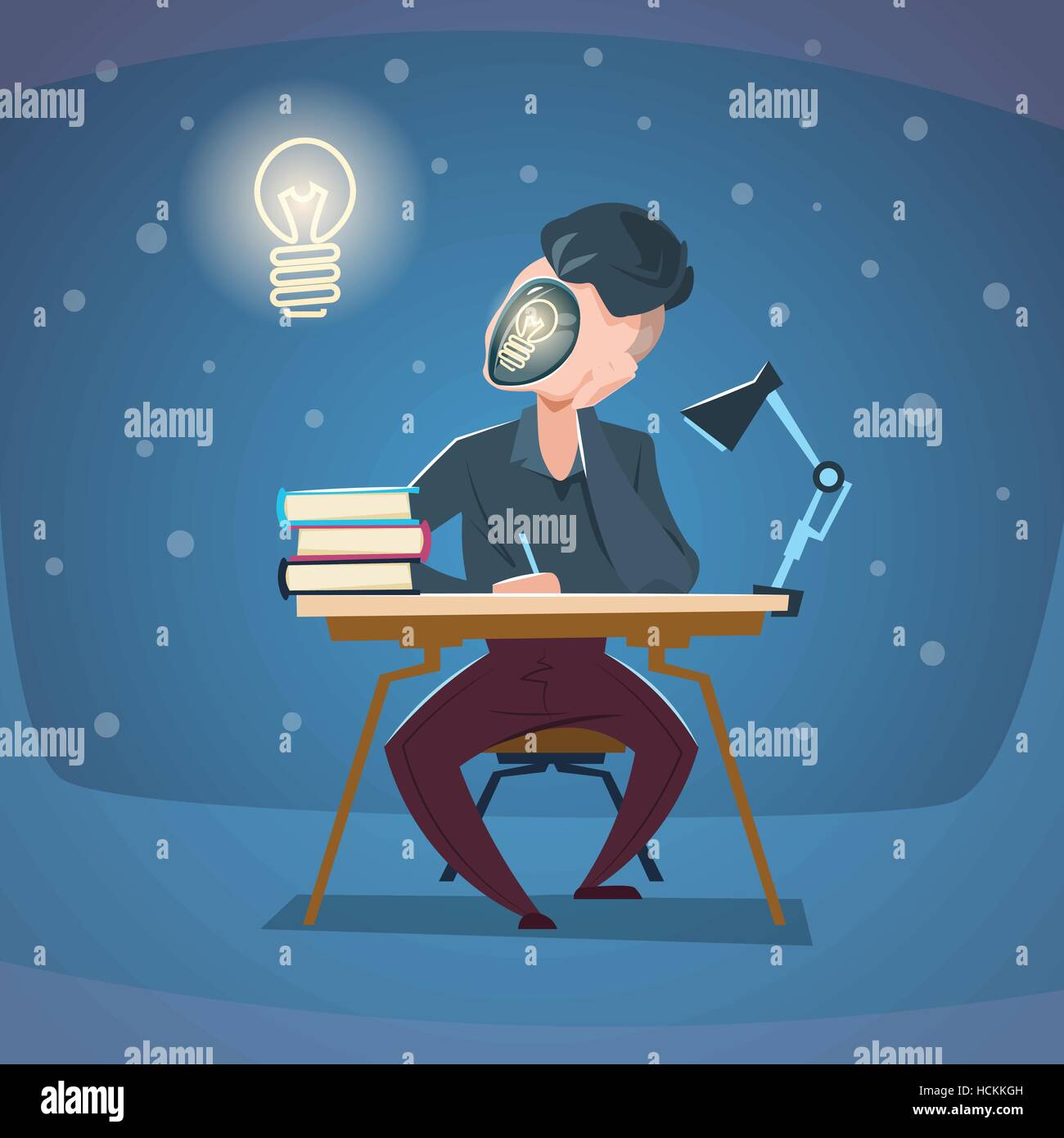 Business Man Workplace New Idea Concept Light Bulb Face Stock Vector ...