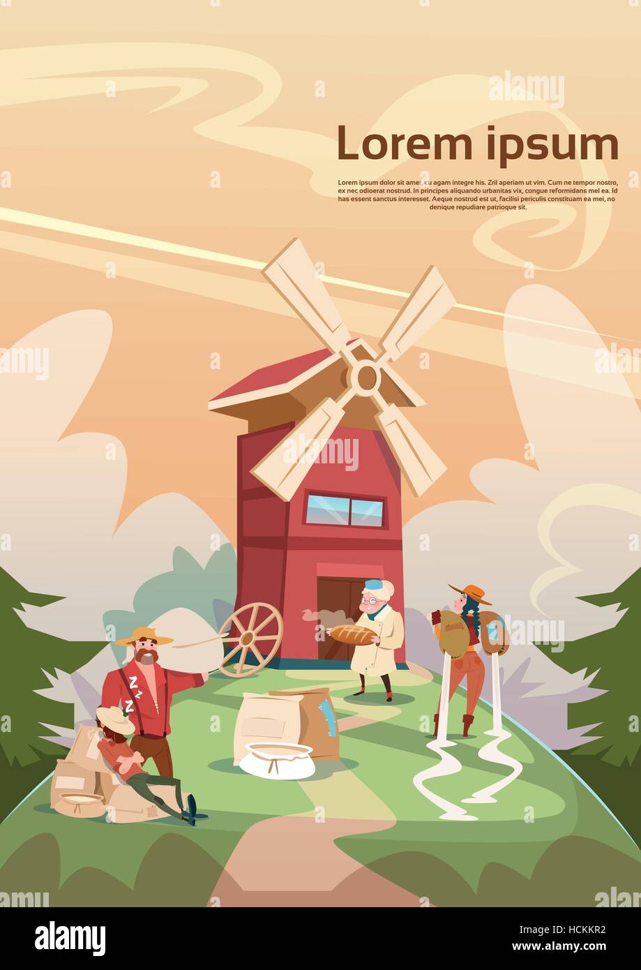 Farmers Family Wheat Mill Building Farmland Countryside Landscape Stock ...
