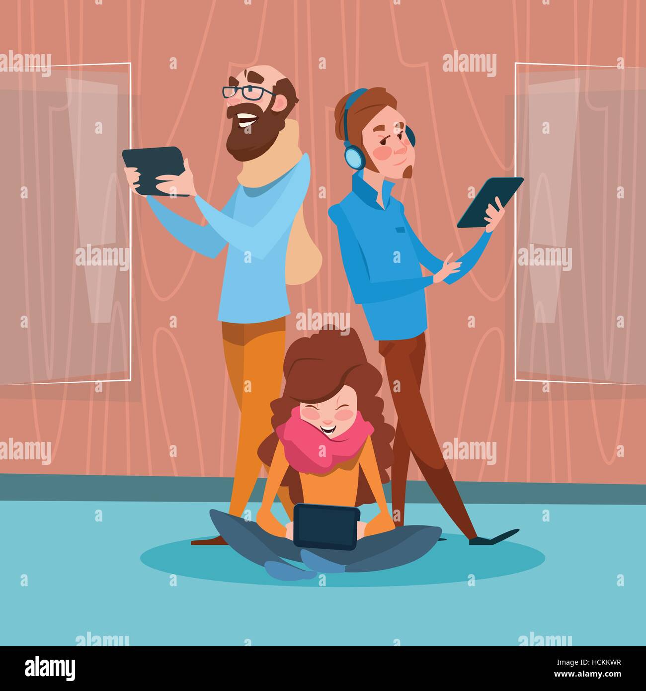 Family Chat Digital Device Tablet Phone Laptop Social Network ...