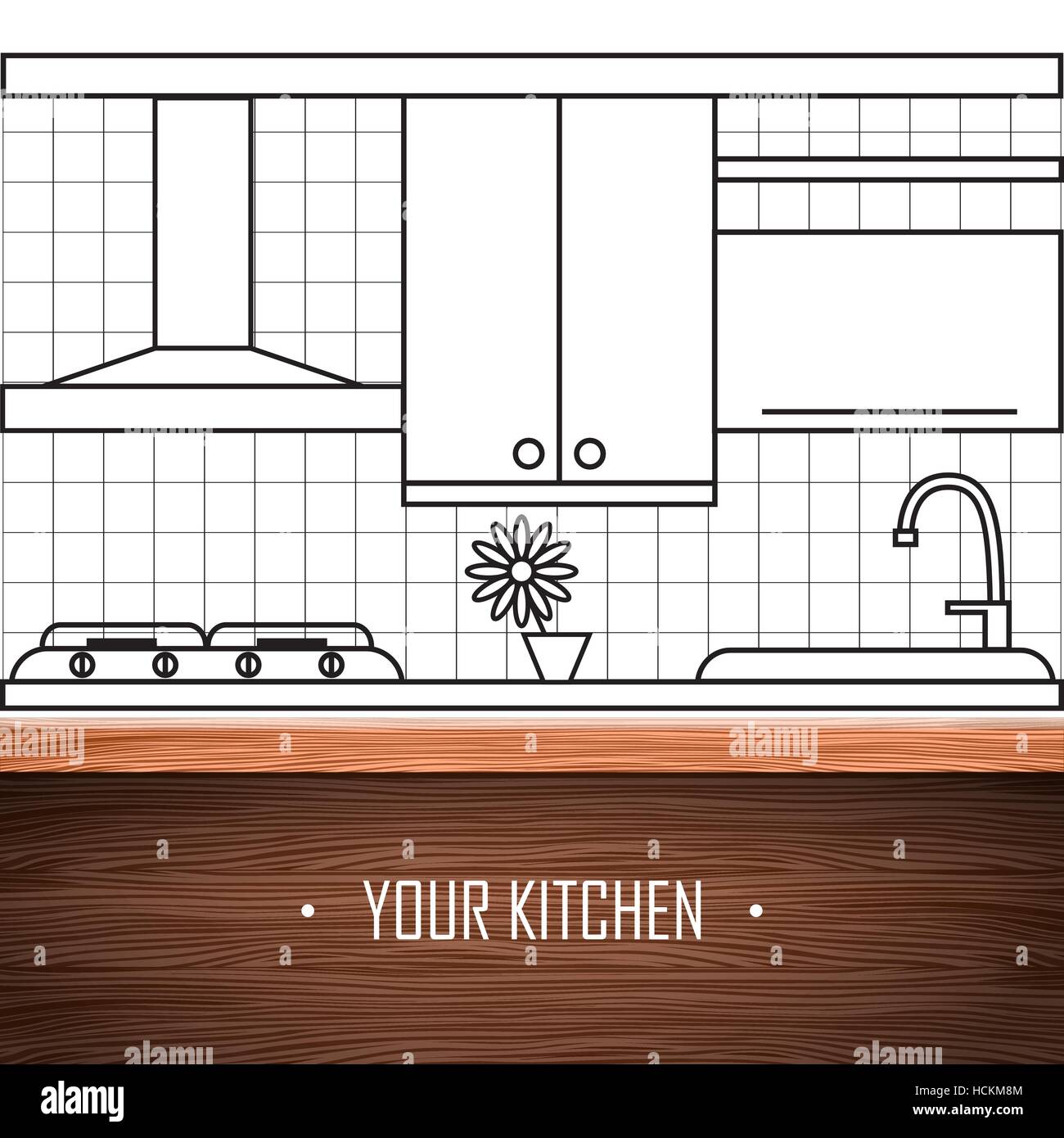 Kitchen home interior . Vector background Stock Vector Image & Art - Alamy