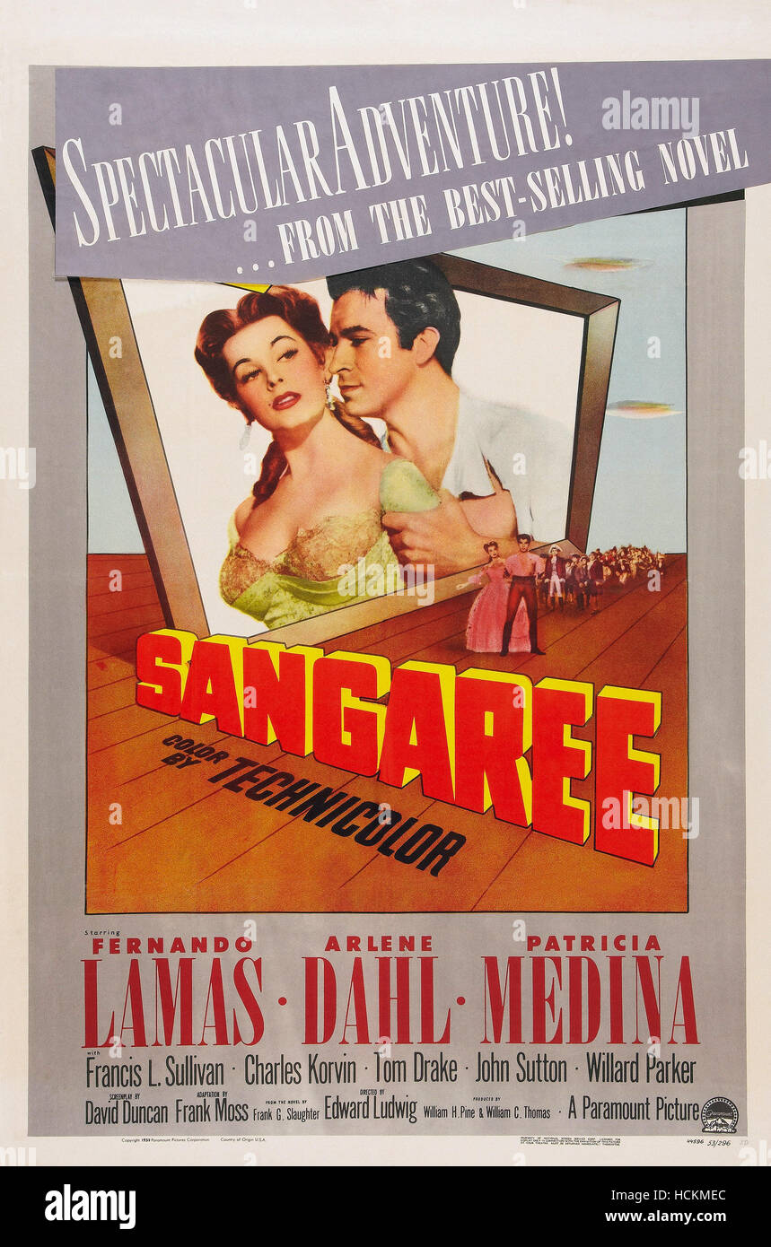SANGAREE, U.S. poster art, from left: Arlene Dahl, Fernando Lamas, 1953 ...