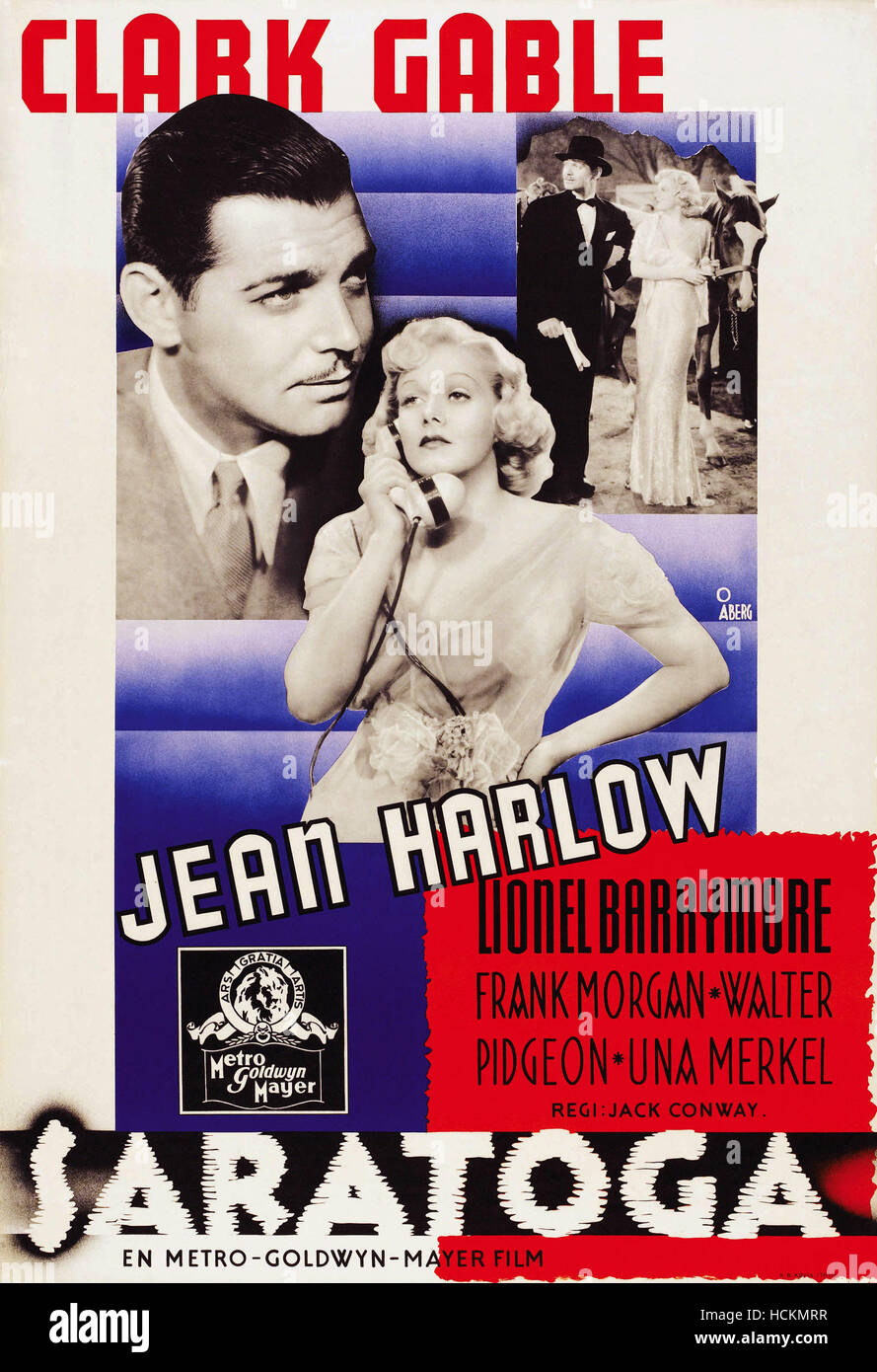SARATOGA, from top and inset l-r: Clark Gable, Jean Harlow on Swedish ...