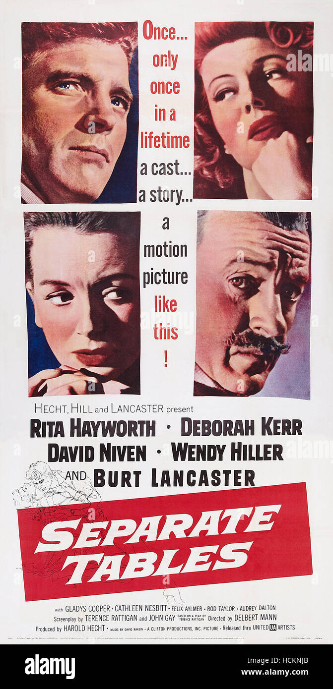 SEPARATE TABLES, US poster, top from left: Burt Lancaster, Rita ...
