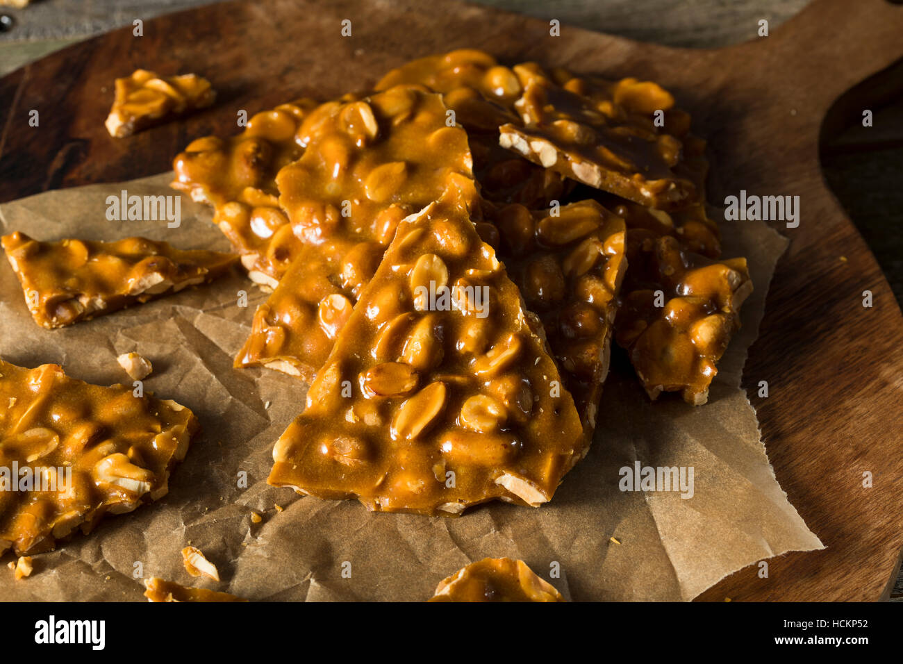 Homemade Holiday Peanut Brittle Broken into Pieces Stock Photo - Alamy