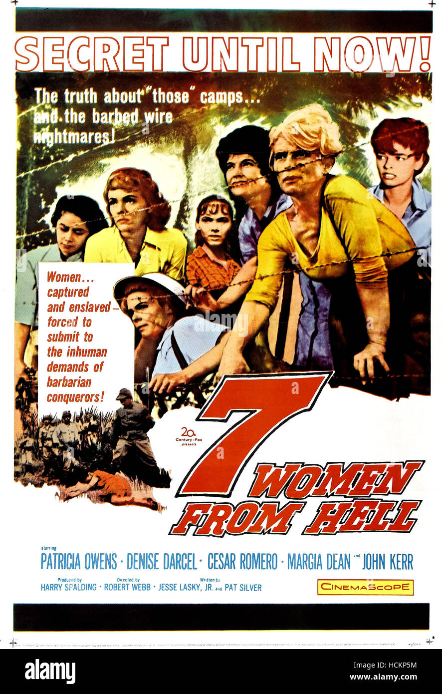 SEVEN WOMEN FROM HELL, U.S. poster, Pilar Seurat, Patricia Owens, Yvonne Craig, Evadne Baker ...