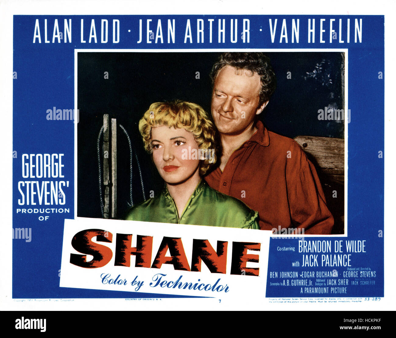 SHANE, from left, Jean Arthur, Van Heflin, 1953 Stock Photo - Alamy