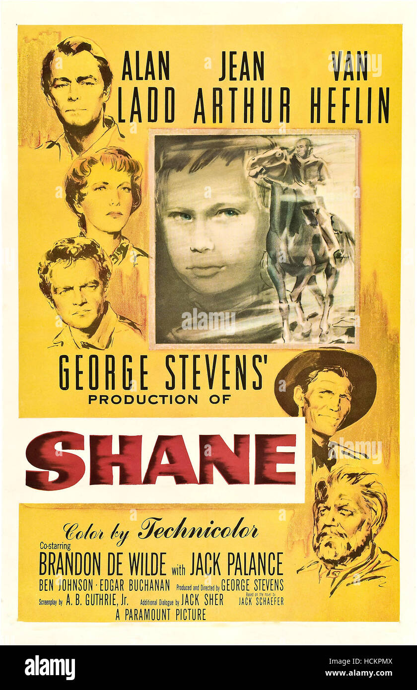 SHANE, top to bottom: Alan Ladd, Jean Arthur, Van Heflin, Brandon De ...