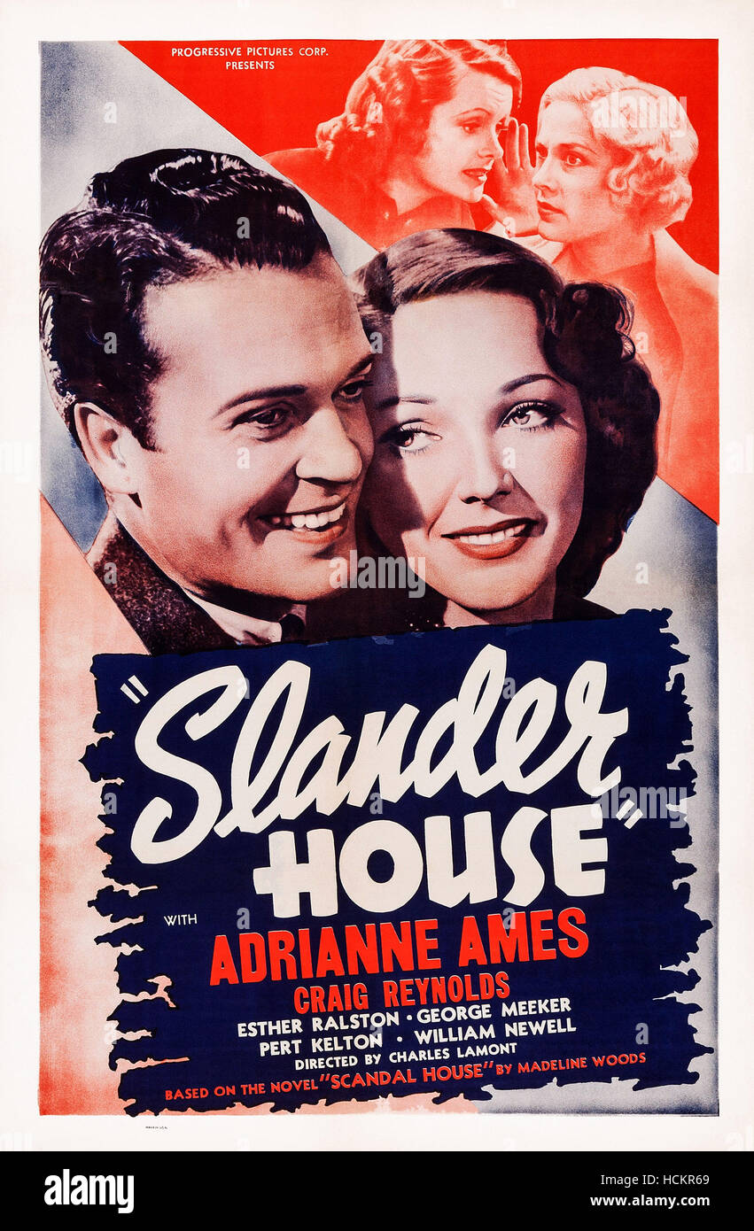 SLANDER HOUSE, US poster art, from left: Craig Reynolds, Adrienne Ames ...