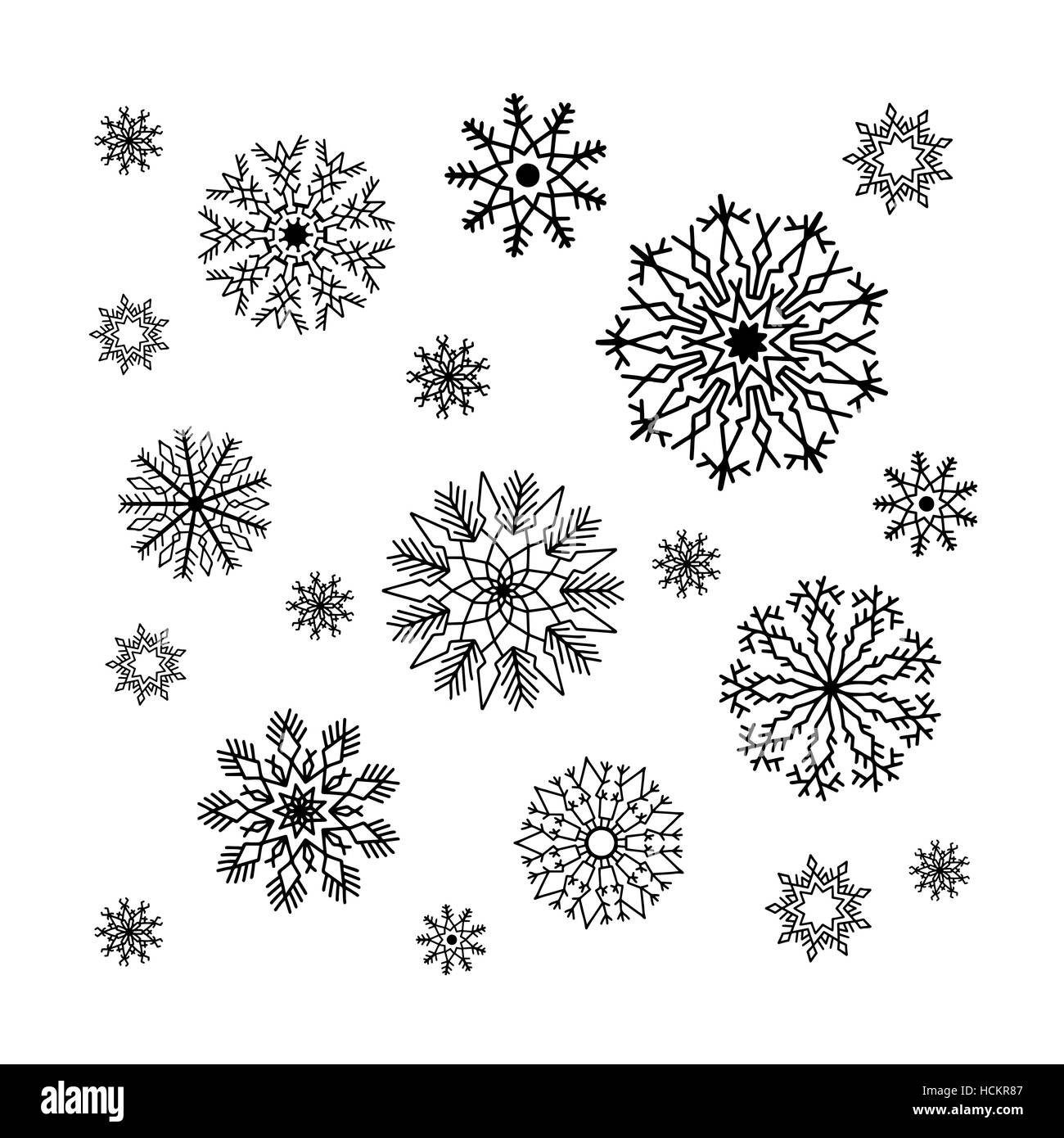Christmas snowflakes collection circle ornament hi-res stock ...