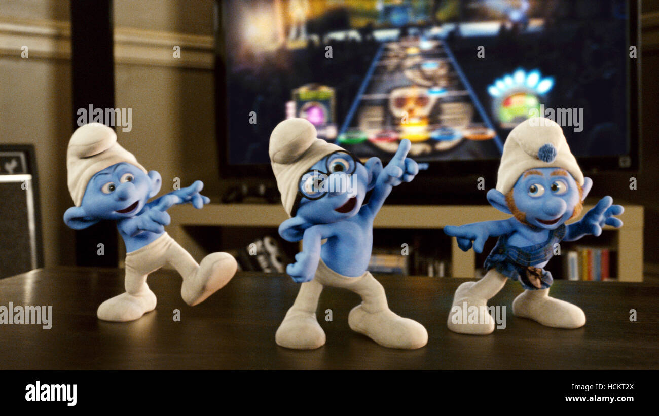 THE SMURFS, from left: Grouchy Smurf (voice: George Lopez), Brainy ...