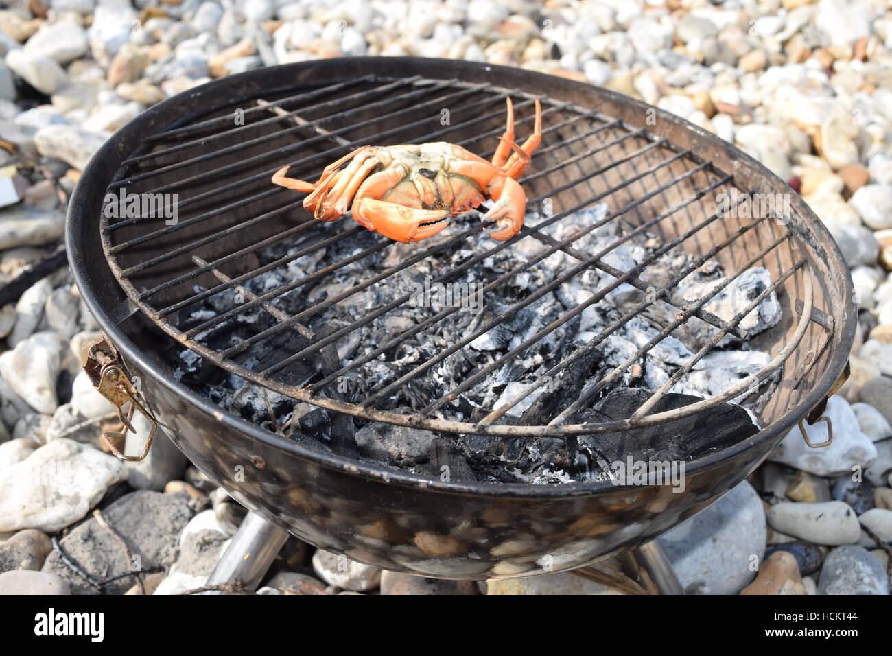 Upside down raw crab on a barbecue Stock Photo - Alamy